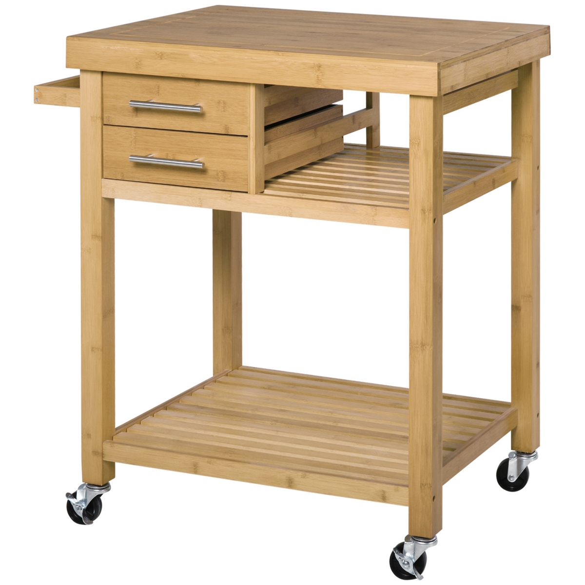 Click here for HomCom Bamboo Kitchen Island Cart on Wheels  2 Sto... prices
