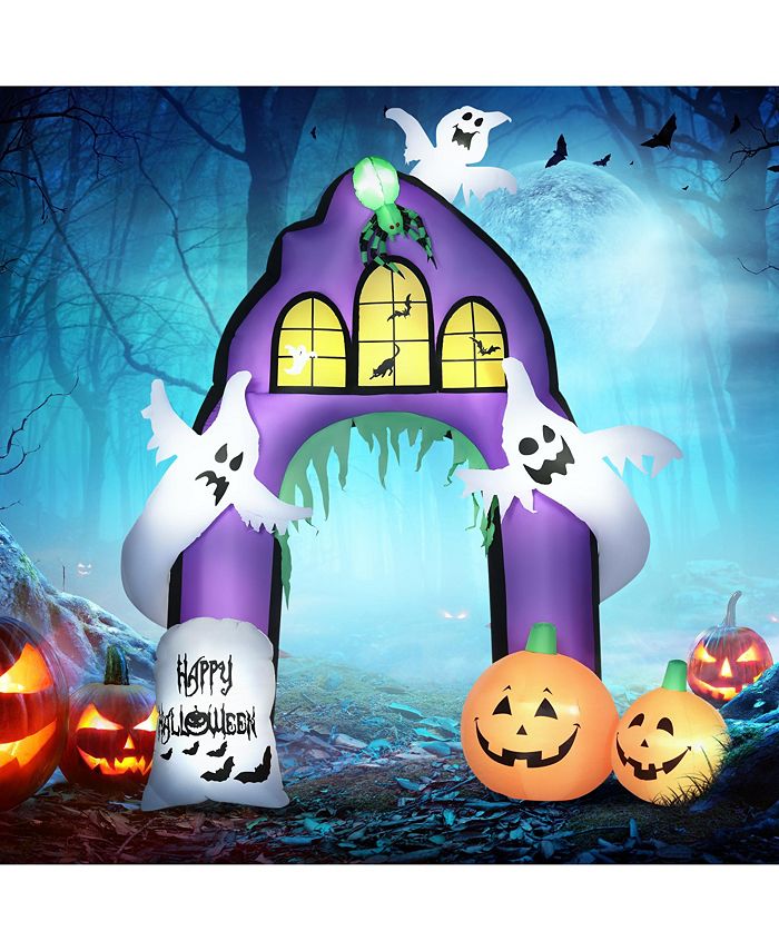 HOMCOM 9ft Inflatable Halloween Castle Archway with Ghosts, Pumpkins ...