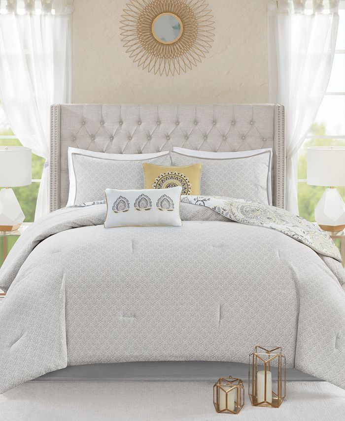 Madison Park Isla 8 Piece Cotton Floral Printed Reversible Comforter ...