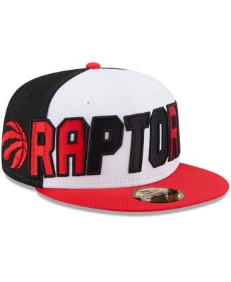 Men's New Era White and Red Toronto Raptors Back Half 9FIFTY Fitted Hat ...