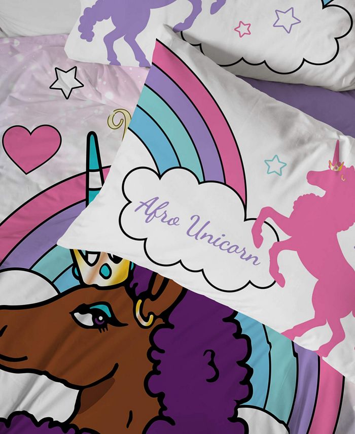 Jay Franco Afro Unicorn Unique, Divine, Magical 5 Piece Bed Set With Sham, Twin - Macy's