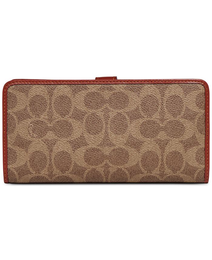COACH Signature Monogram Coated Canvas Skinny Wallet - Macy's