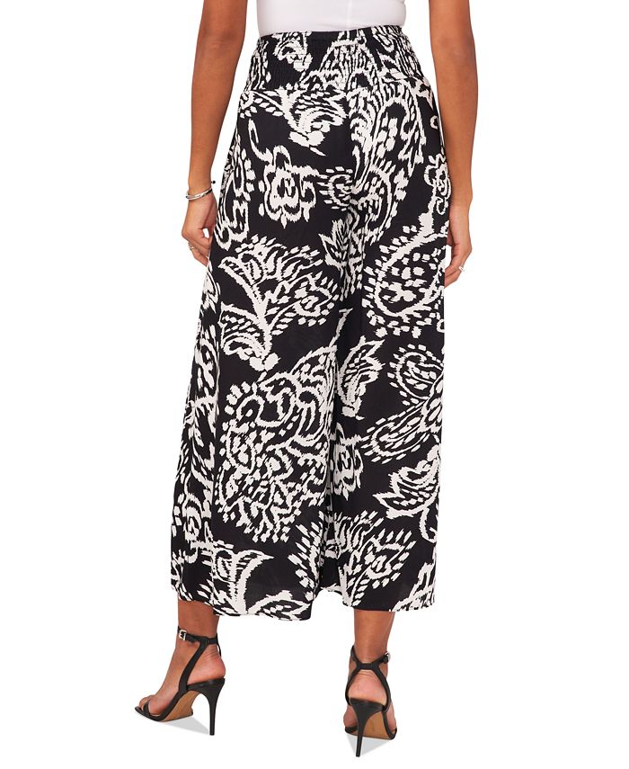 Sam & Jess Women's Challis Smocked-Waist Wide-Leg Pants - Macy's