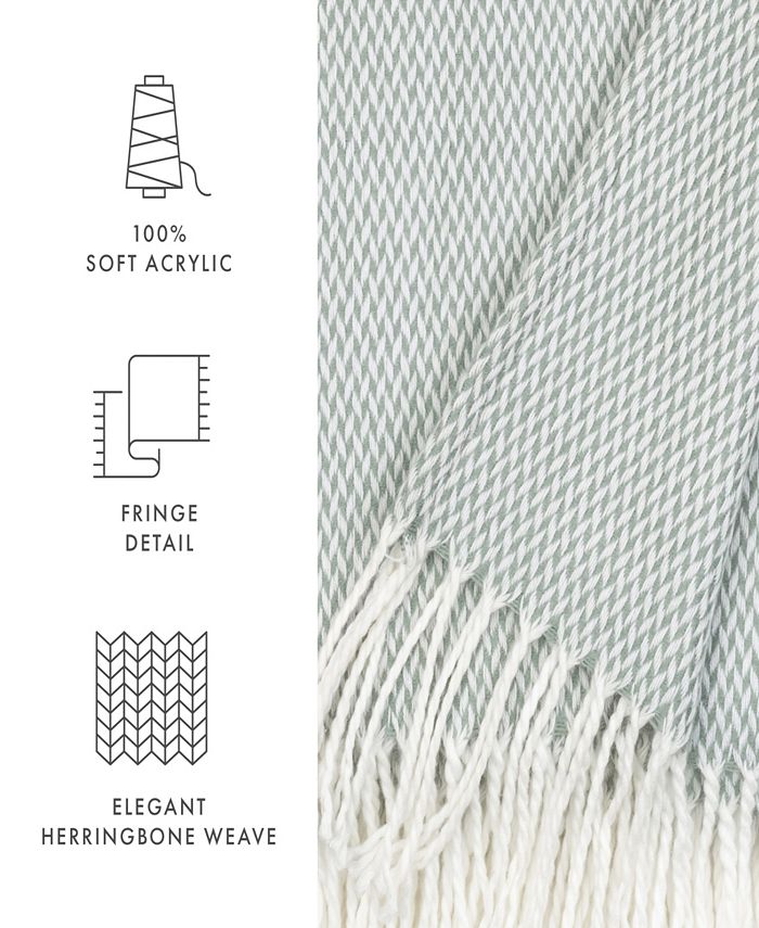 ienjoy Home Herringbone Fringed Throw, 60" x 50" - Macy's