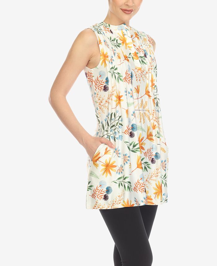 White Mark Women's Floral Sleeveless Tunic Top - Macy's