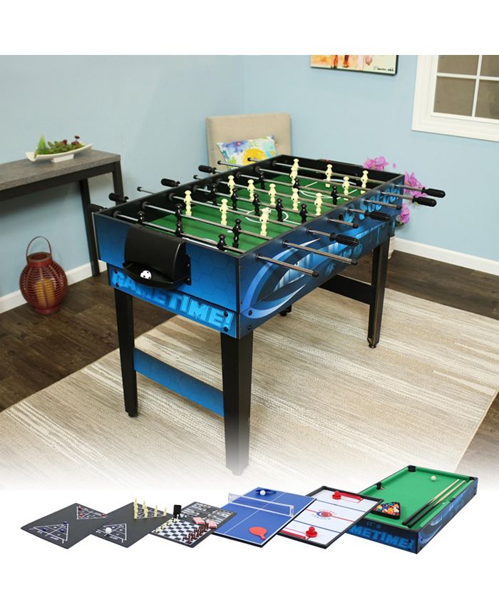 Sunnydaze Decor 10-in-1 Game Table with Billiards, Foosball and Hockey ...