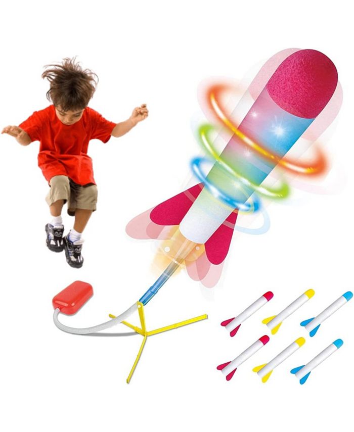 Play22usa Toy Rocket Launcher LED - Jump Rocket Set Includes 6 Rockets ...