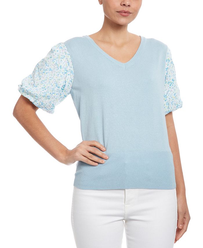 Joseph A Women's Sweater with Floral Eyelet - Macy's