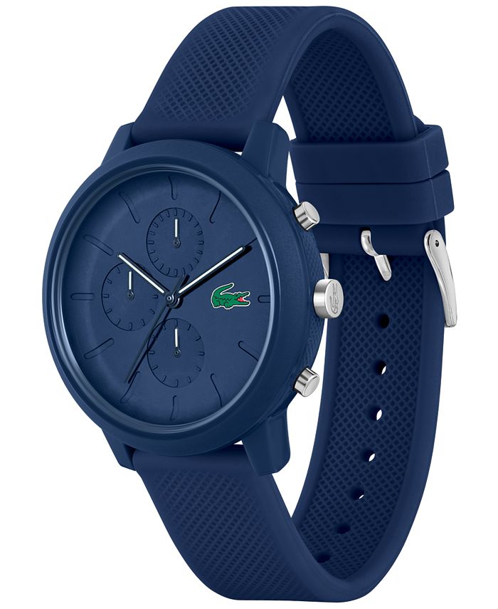 Lacoste Men's L 12.12. Chrono Navy Blue Silicone Strap Watch 43mm - Macy's