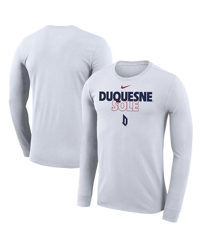 Nike Men's White Duquesne Dukes On Court Bench Long Sleeve T-shirt ...