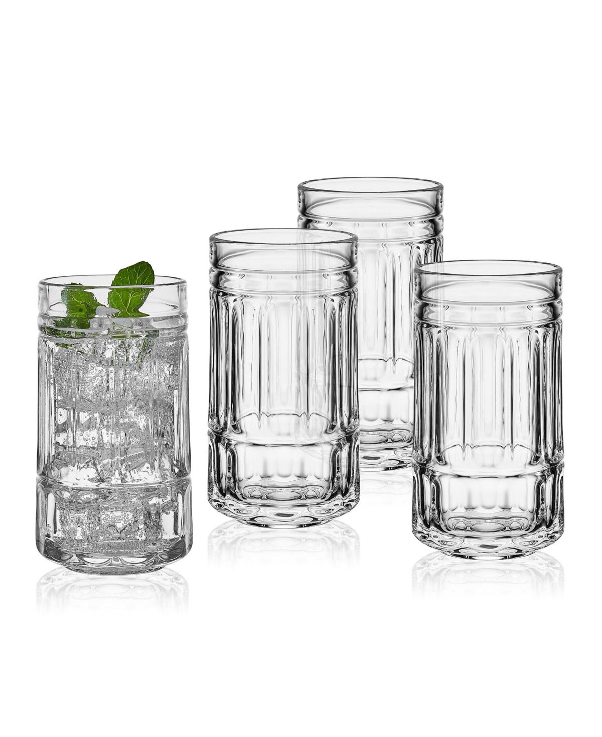 Mikasa Lawrence 12 Ounce Highball Drinking Glass 4-Piece Set - Clear