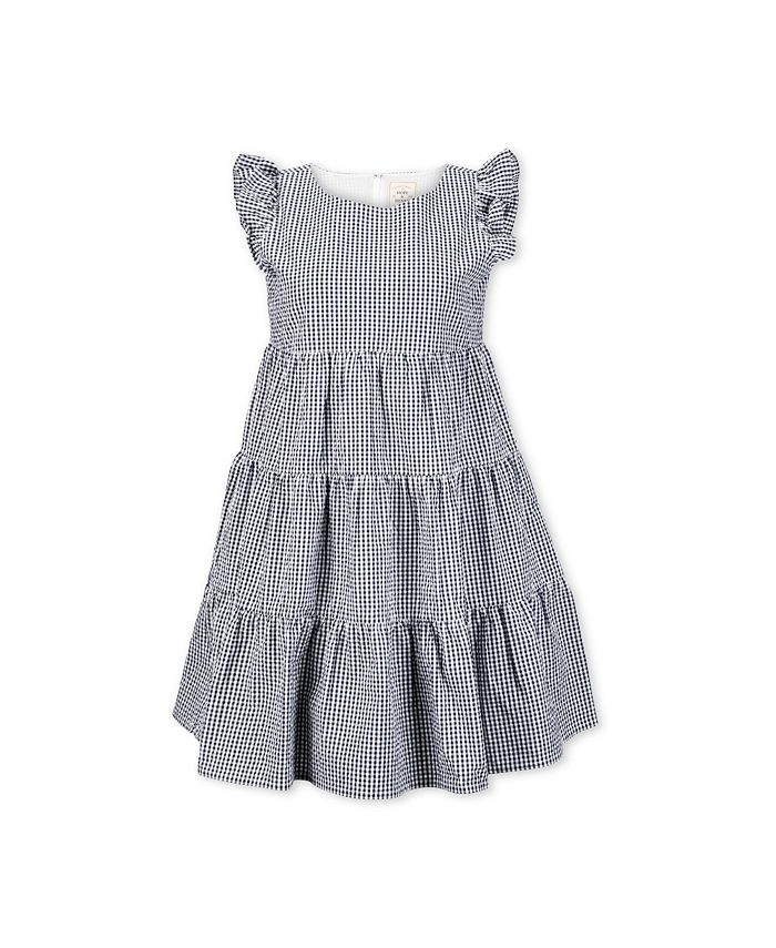 Hope & Henry Women's Organic Cotton Flutter Sleeve Short Tiered Dress ...