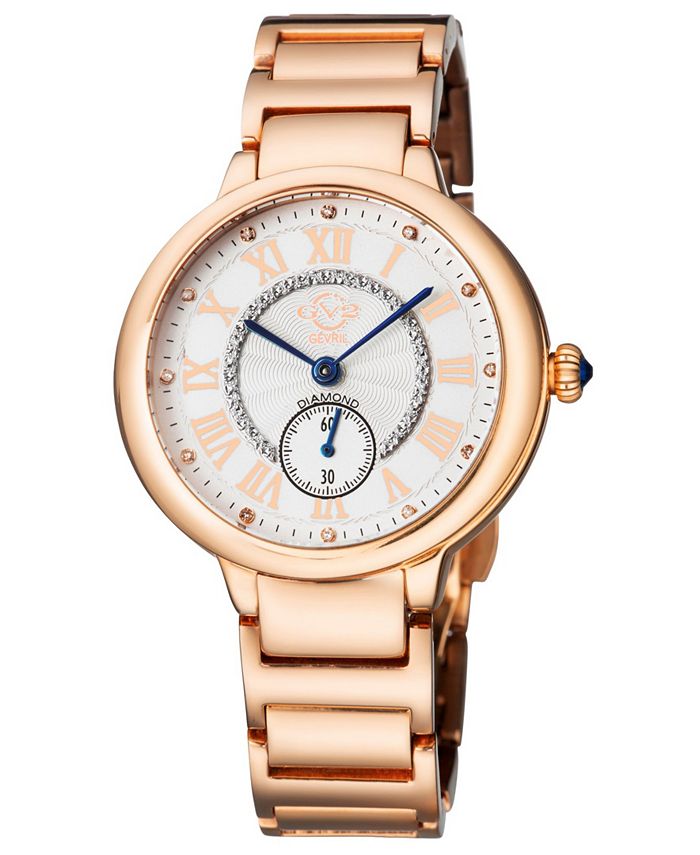 GV2 by Gevril Women's Rome Swiss Quartz Rose Stainless Steel Watch 36mm ...