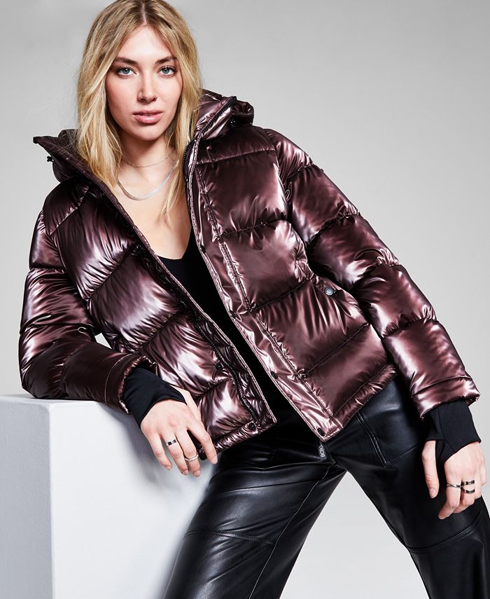 BCBGeneration Women's Hooded Thumbhole-Cuff Puffer Coat - Macy's