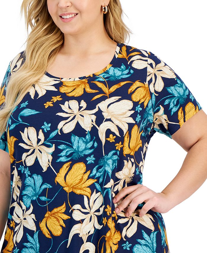 Jm Collection Plus Size Kristee Garden Printed Top Created For Macys Macys