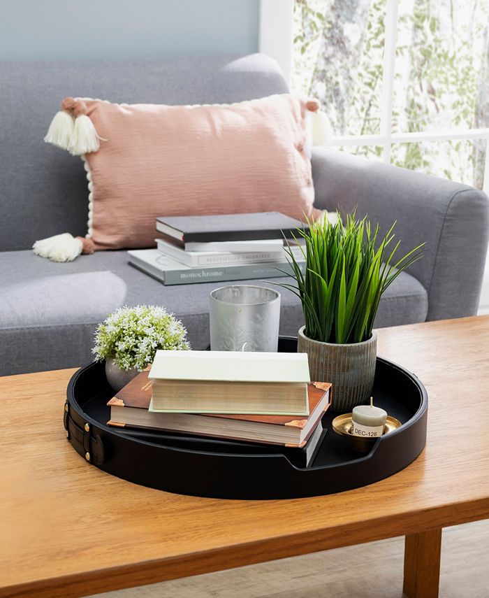 American Atelier Black Round Tray - Macy's