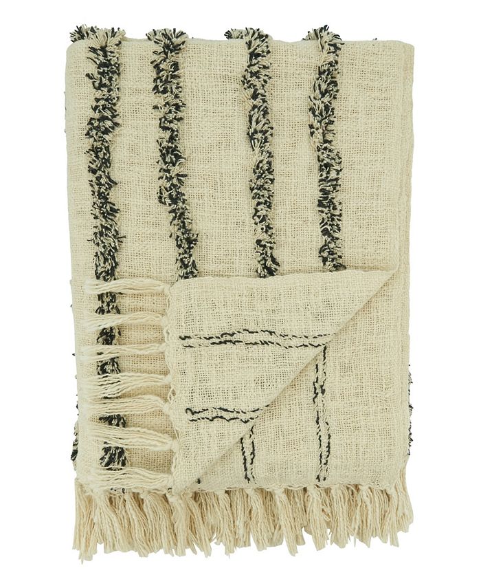 Saro Lifestyle Tufted Line Design Throw, 50" x 60" - Macy's