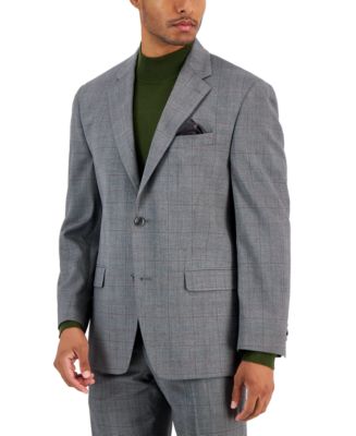 Sean John Men's Classic-Fit Gray/Red Plaid Suit Jacket - Macy's