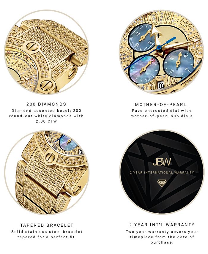 Jbw Men's Luxury Phantom 18k Gold-plated Stainless Steel Bracelet Watch ...