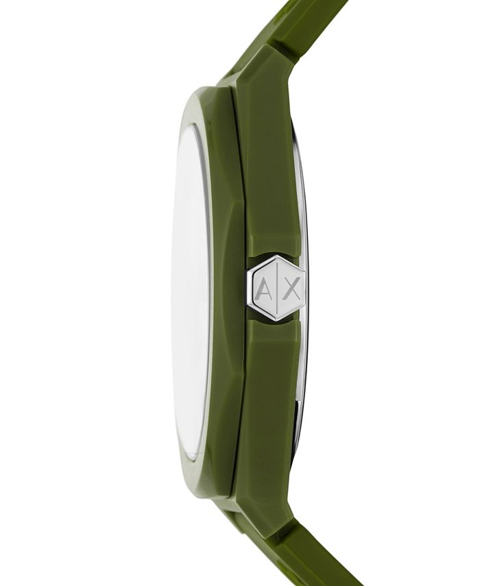 A|X Armani Exchange Women's Three-Hand Quartz Green Silicone Watch 40mm ...