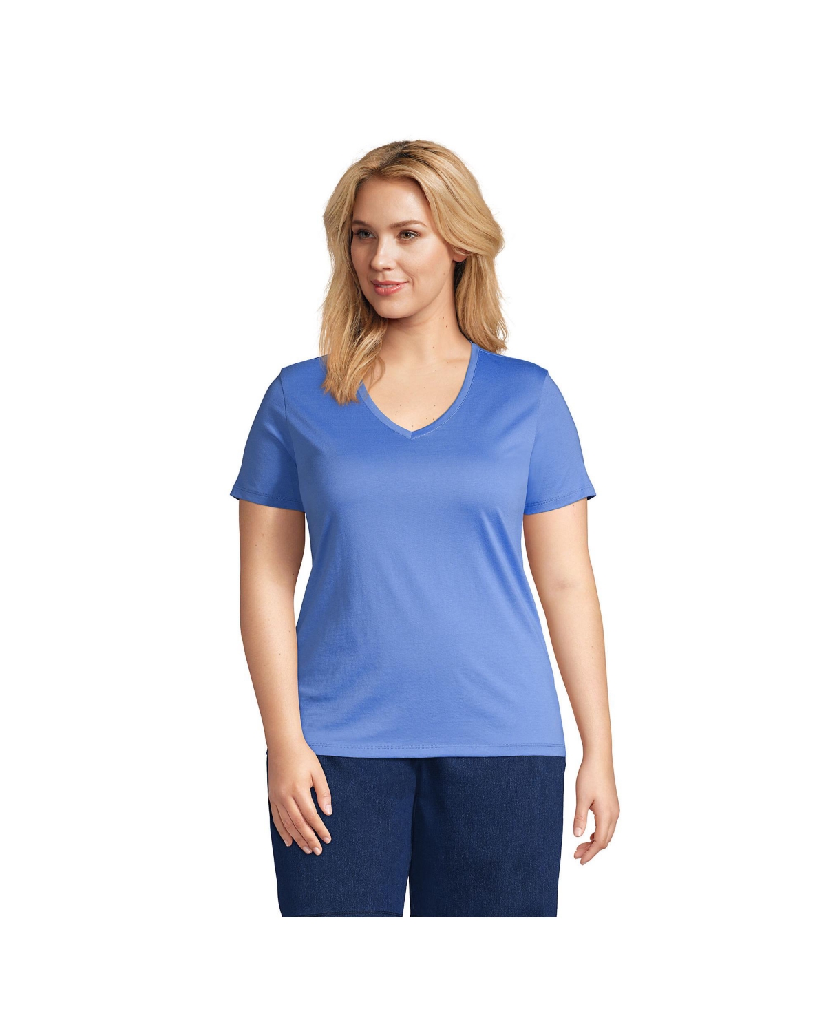 Click here for Lands End Plus Size Relaxed Supima Cotton V-Neck T... prices