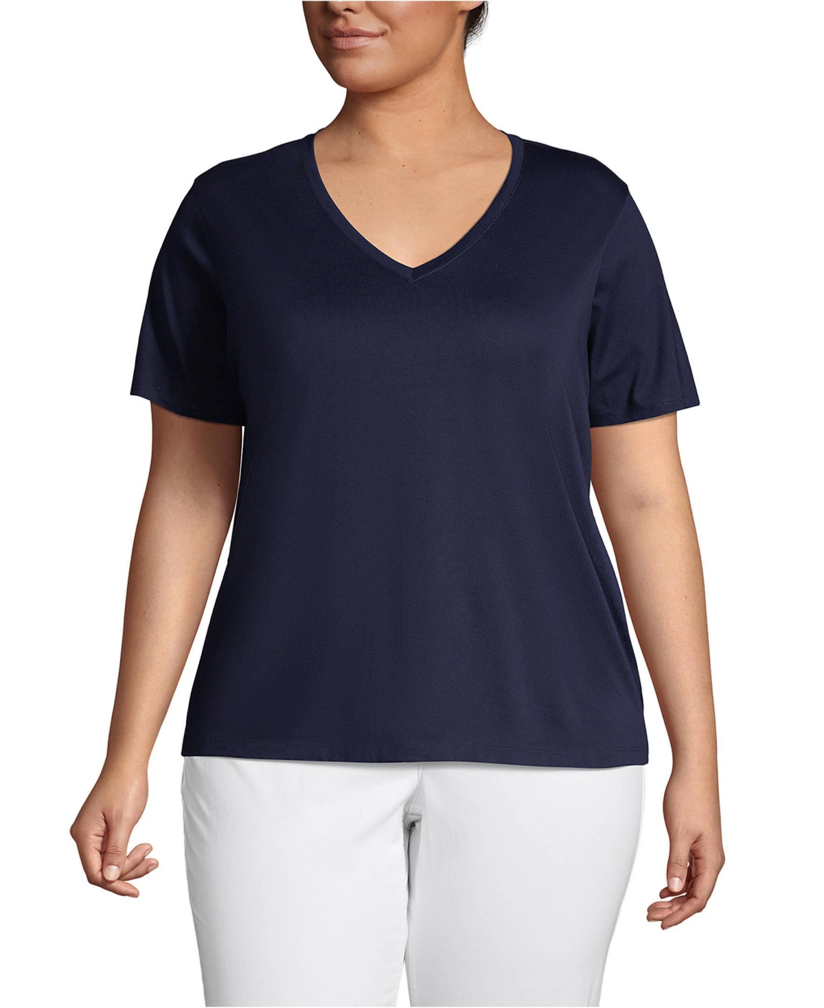 Click here for Lands End Plus Size Relaxed Supima Cotton V-Neck T... prices