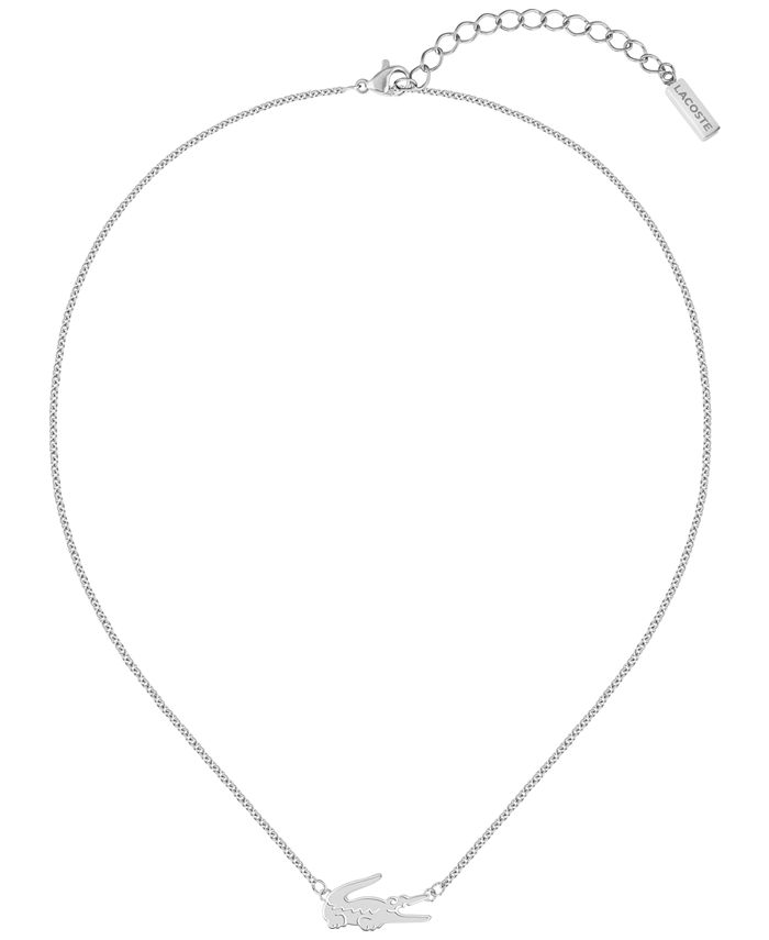 Lacoste Stainless Steel Crocodile Necklace - Macy's