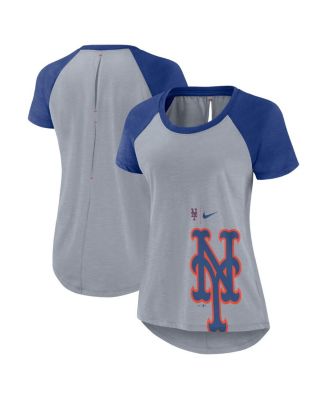 Women's Nike Heather Gray New York Mets Summer Breeze Raglan Fashion T ...