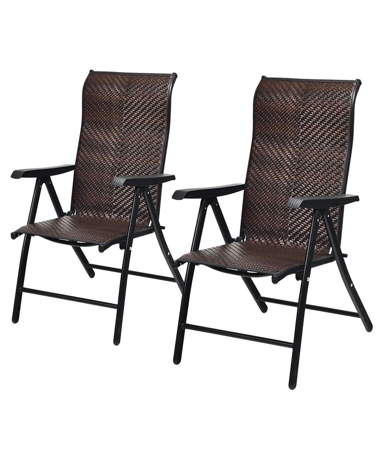 Click here for Patio Rattan Folding Chair Recliner Back Adjustabl... prices