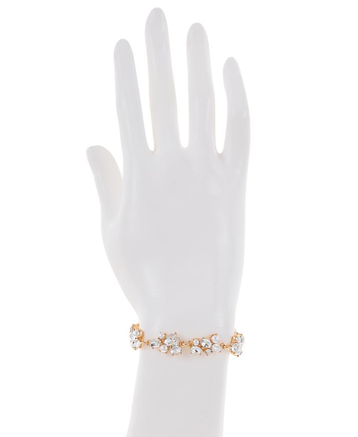 I N C International Concepts Gold Tone Crystal And Imitation Pearl