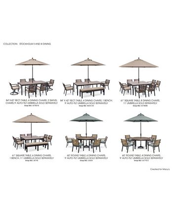 Agio Stockholm Outdoor Aluminum 8-Pc. Dining Set (61" Square Dining ...