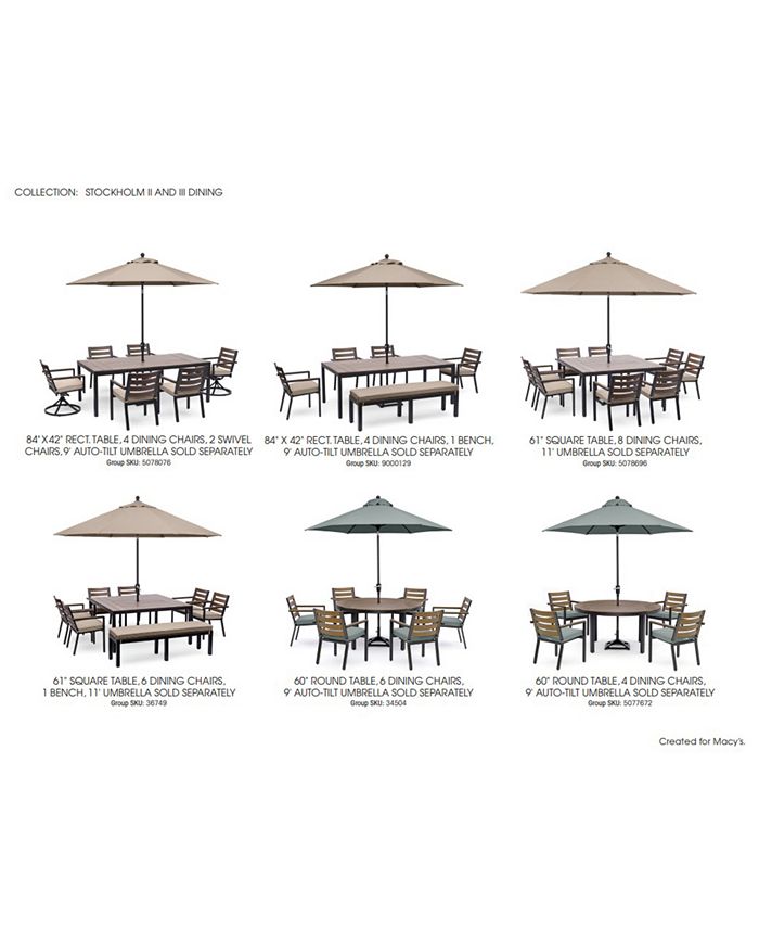 Agio Stockholm Outdoor Aluminum 8-Pc. Dining Set (61" Square Dining ...