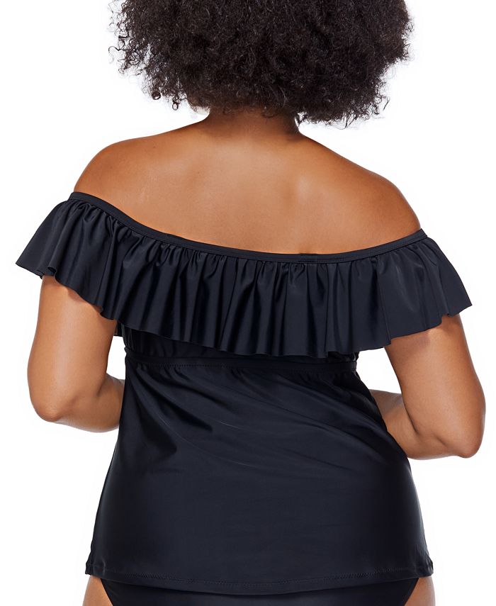 Raisins Curve Trendy Plus Size Tortuga Flounce Tankini Top - Macy's