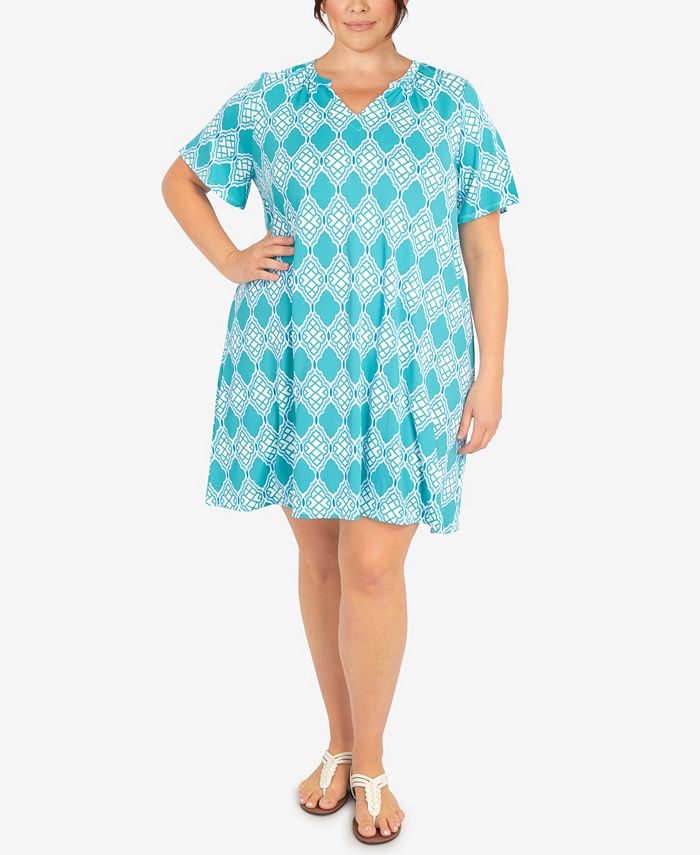 Ruby Rd. Plus Size Geo Lattice Print Dress - Macy's