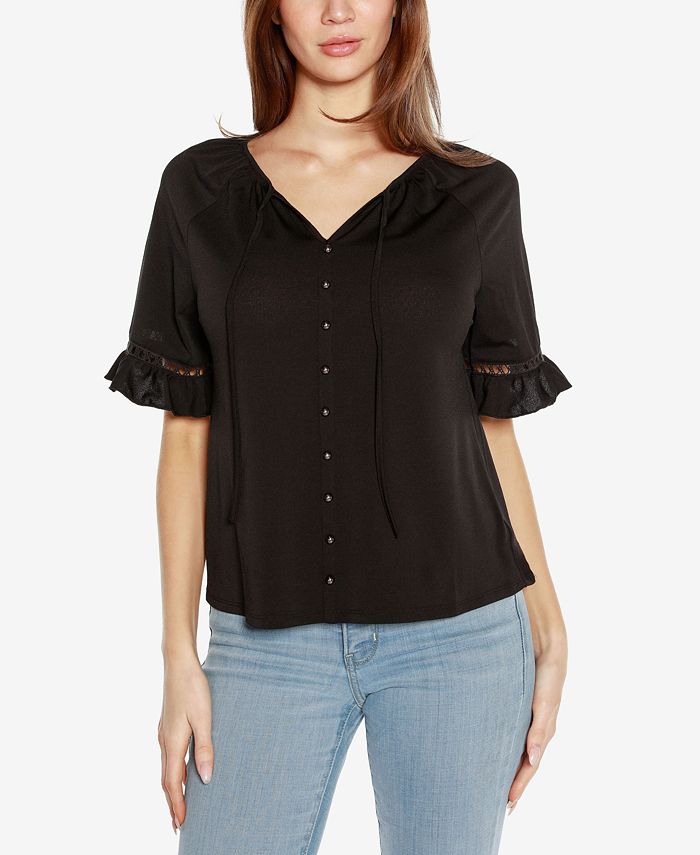 Belldini Women's Ruffle Sleeve Peasant Top - Macy's