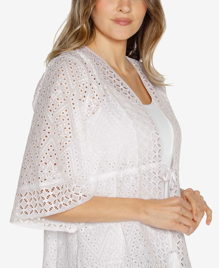 Belldini Women's Eyelet Lace Kimono Top & Reviews - Tops - Women - Macy's