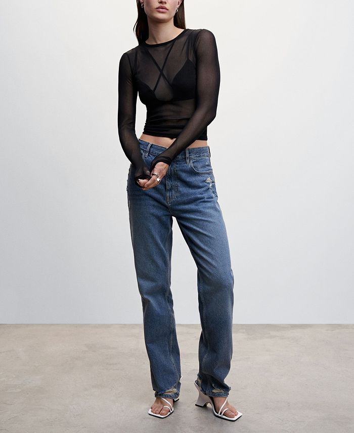 MANGO Women's Semi-Transparent Bra Top - Macy's