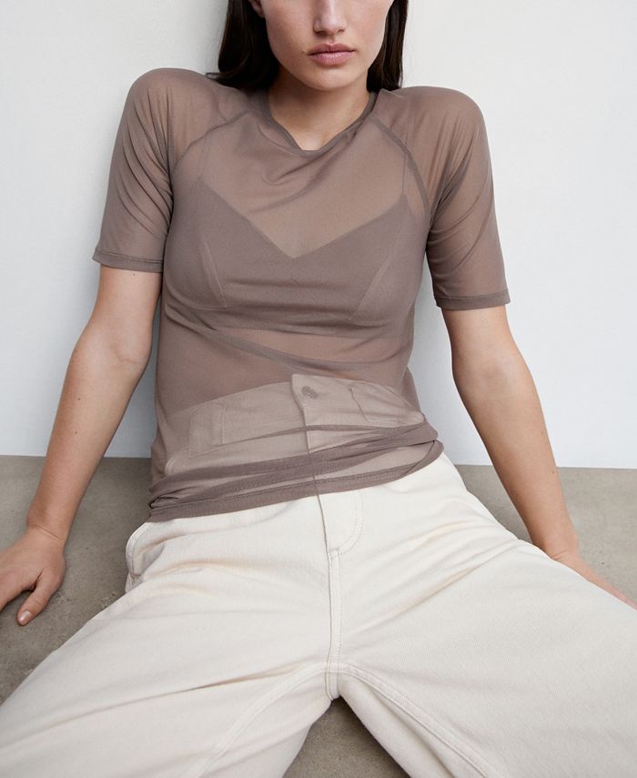 MANGO Women's Semi-Transparent Bra Top - Macy's