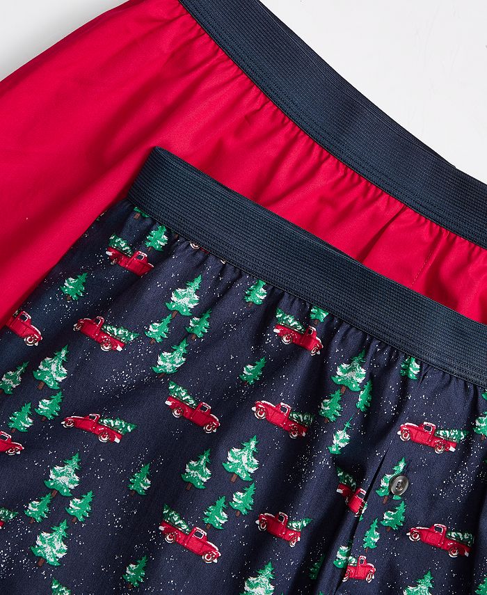 Club Room Men's 2-pk. Xmas Truck & Solid Boxer Shorts, Created for Macy ...