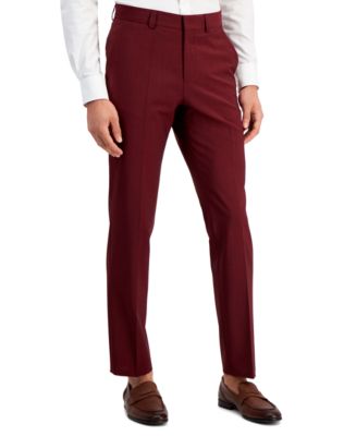 HUGO Men's Modern-Fit Dark Red Suit Trousers - Macy's