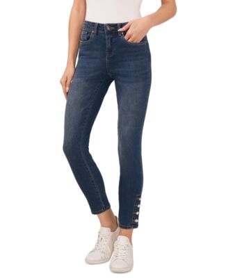 CeCe Women's Imitation-Pearl-Trim High-Rise Skinny Jeans - Macy's