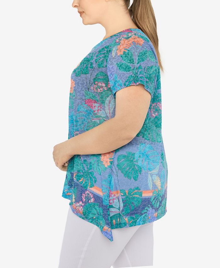 Ruby Rd. Plus Size Knit Island Border Print Top & Reviews - Tops - Plus Sizes - Macy's