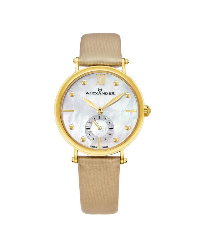 Alexander Women's Roxana Brown Leather , Mother of Pearl Dial , 34mm ...