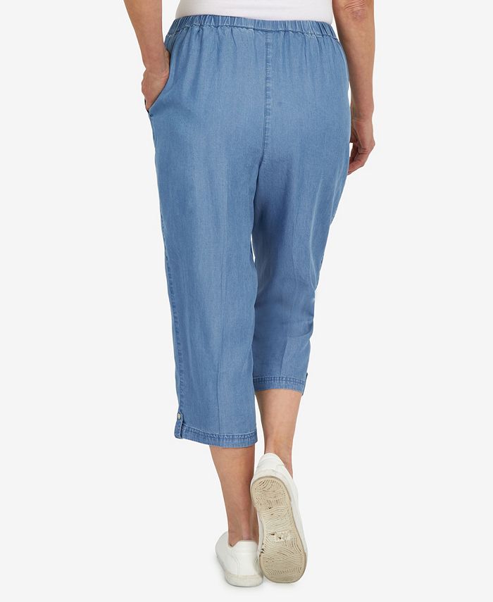Alfred Dunner Womens Button Cuff Denim Capri Pants And Reviews Pants