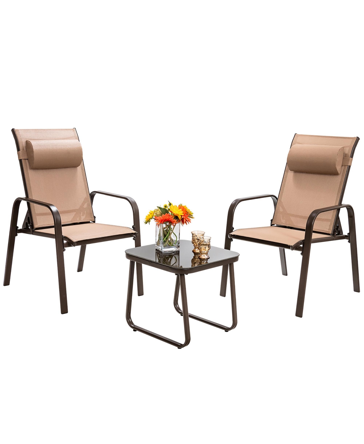 Click here for 3PCS Patio Bistro Furniture Set Adjustable Back St... prices