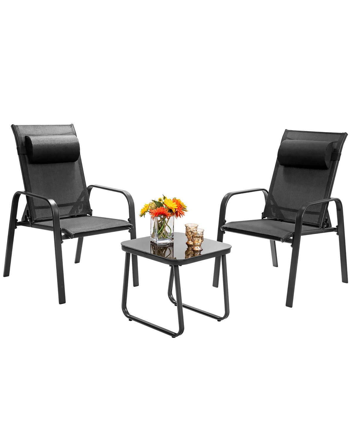 Click here for 3PCS Patio Bistro Furniture Set Adjustable Back St... prices
