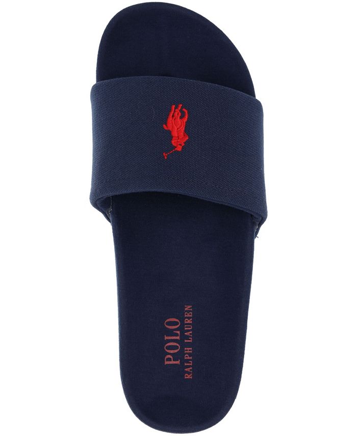 Polo Ralph Lauren Men's Hendrick Pique Fabric Slide Sandals - Macy's