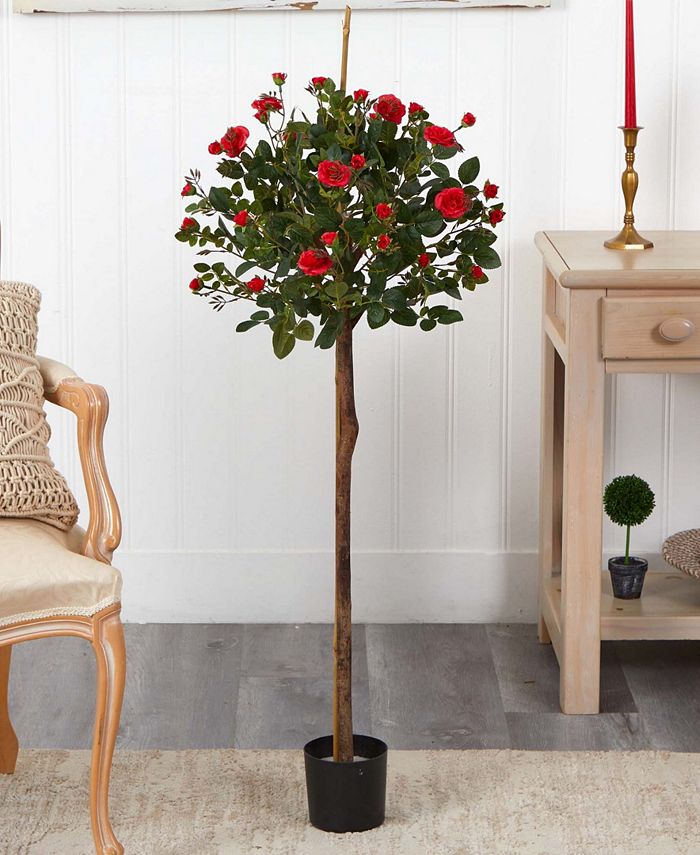 Nearly Natural 3' Rose Topiary Silk Tree - Macy's