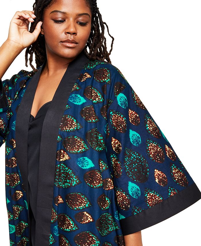 Besida Women's Fea Cotton Printed Maxi Duster Jacket & Reviews - Coats ...