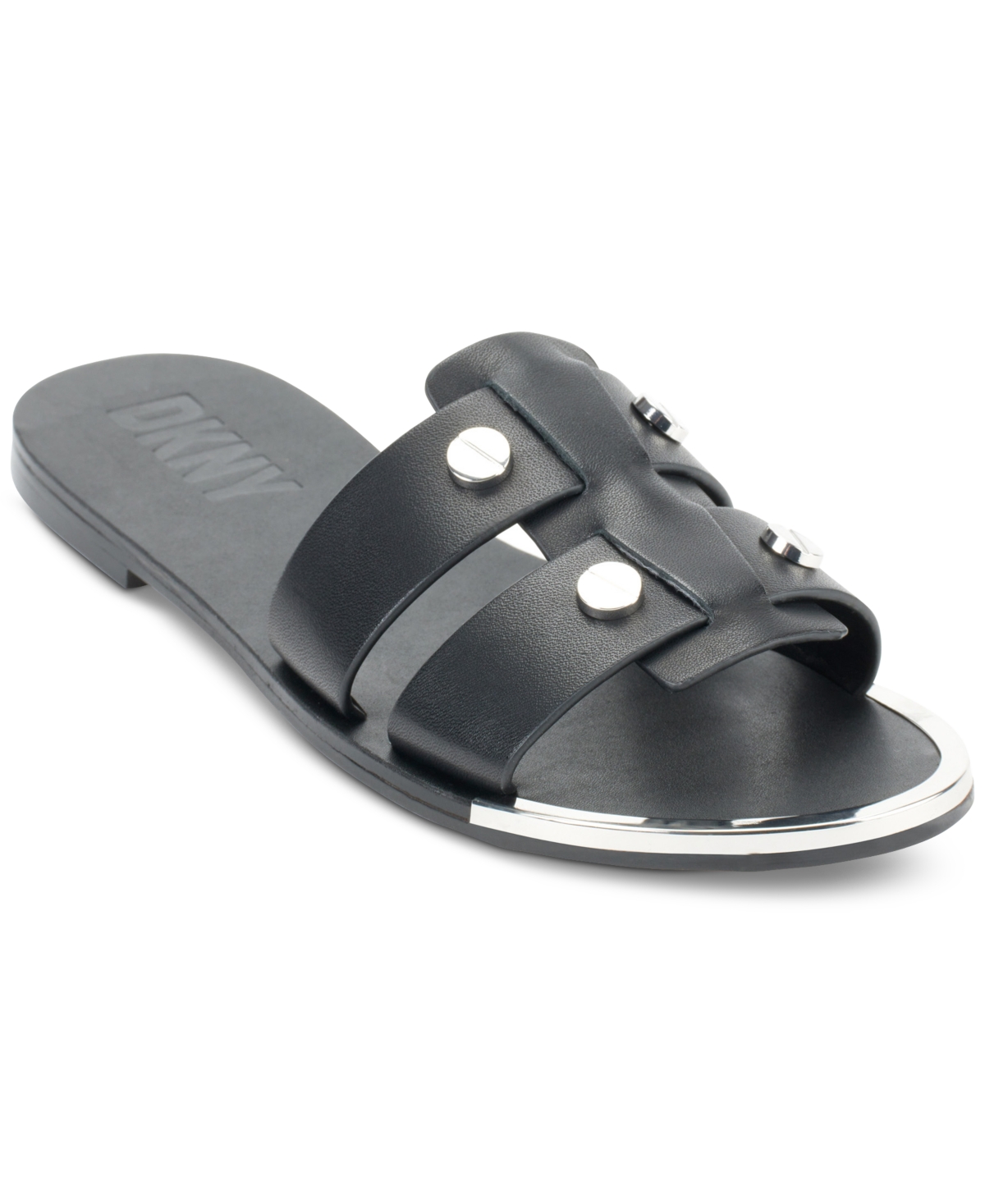 Dkny Women's Glynn Slip-on Embellished Slide Sandals In Black/ Black ...